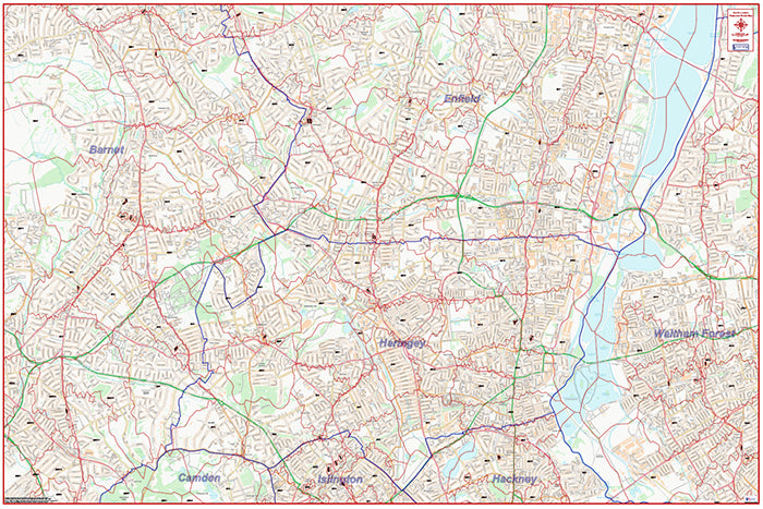 North London Postcode City Street Map - Digital Download – ukmaps.co.uk