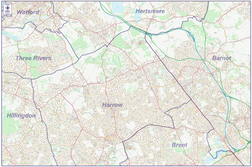 North West London City Street Map - Digital Download – ukmaps.co.uk