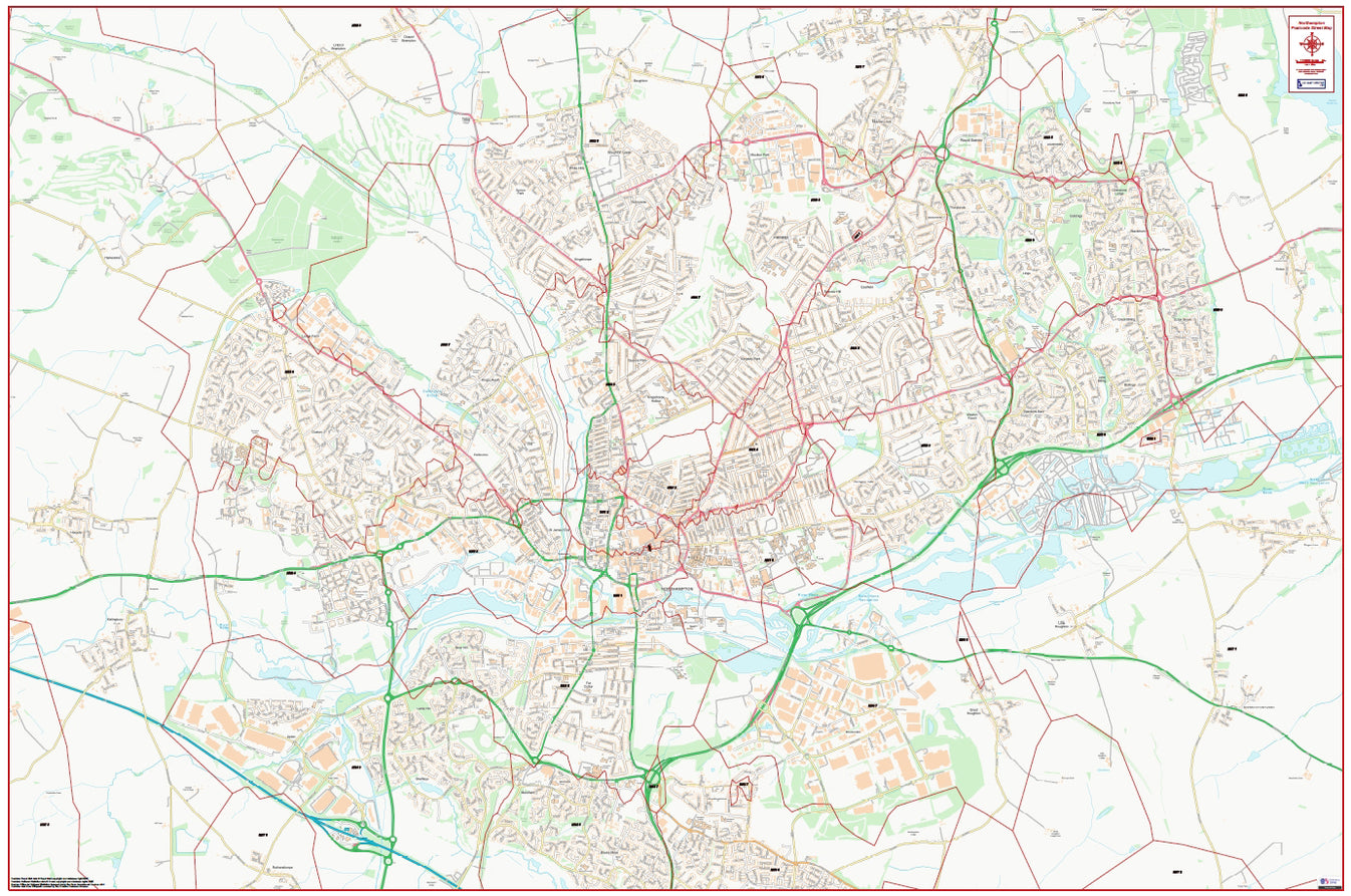Central Northampton Postcode City Street Map - Digital Download ...