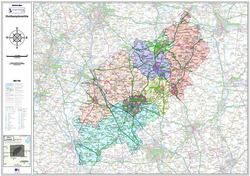 Northamptonshire County Map - Digital Download – ukmaps.co.uk