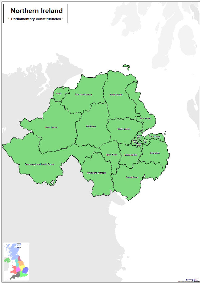 Regional UK Parliamentary Maps - Northern Ireland - Digital Download ...