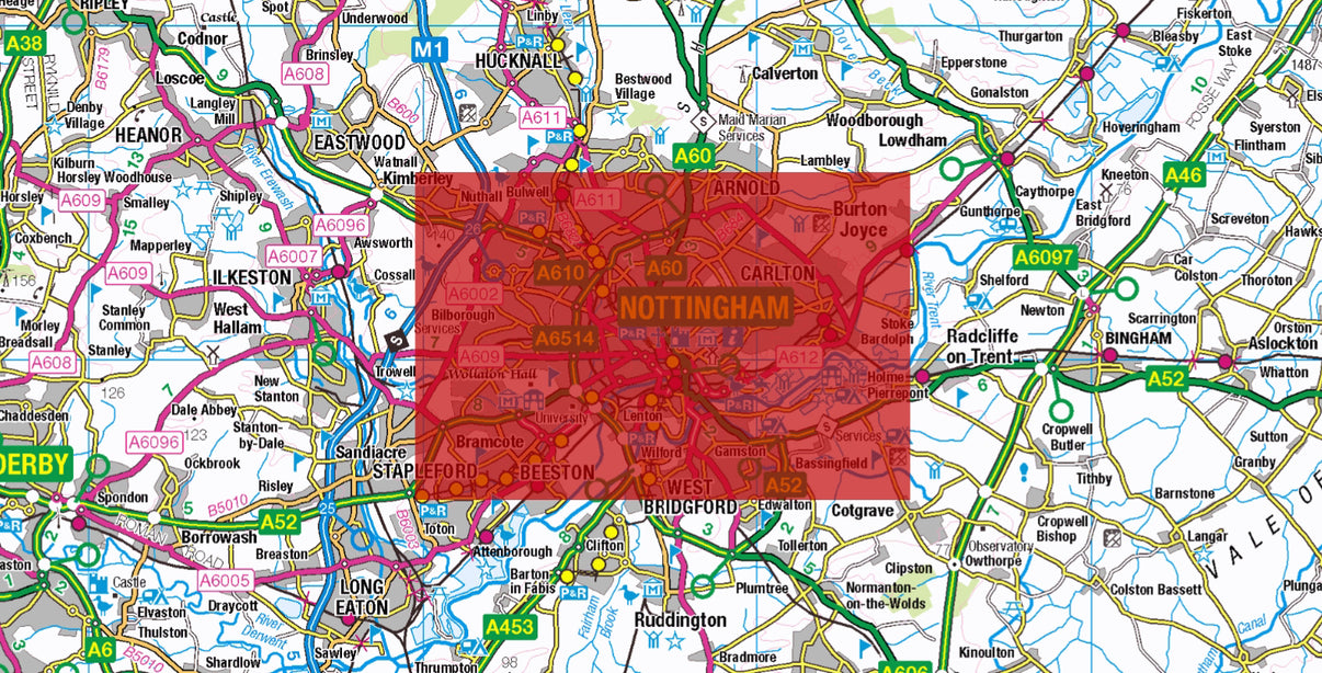 Central Nottingham Postcode City Street Map - Digital Download – ukmaps ...