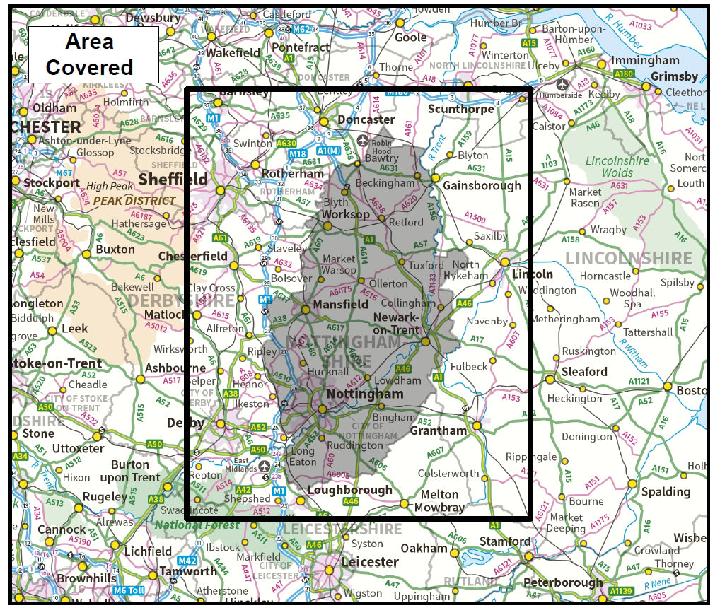 Nottinghamshire County Boundary Map - Digital Download – ukmaps.co.uk