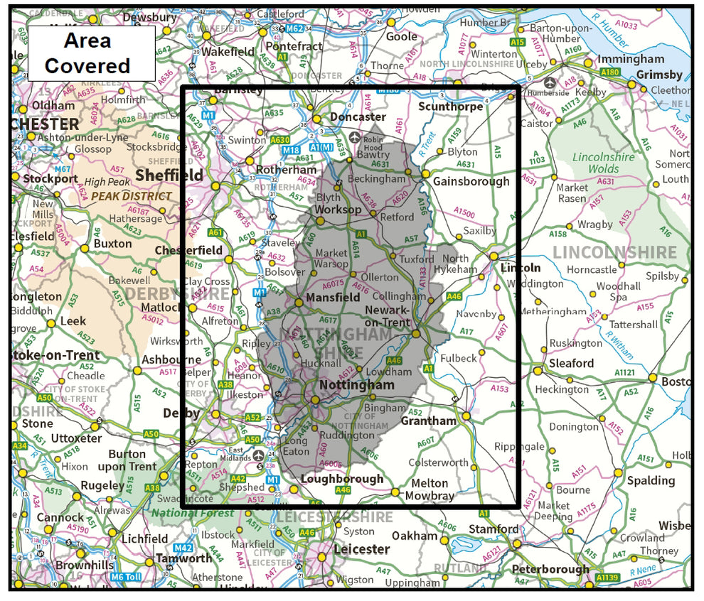 Nottinghamshire County Boundary Map - Digital Download – ukmaps.co.uk