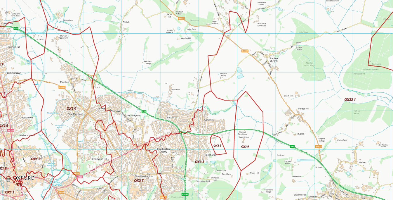 Postcode City Sector Map - Oxford - Digital Download – ukmaps.co.uk