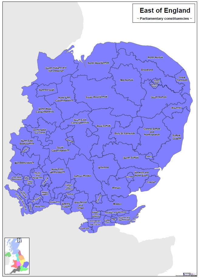 Regional UK Parliamentary Maps - East of England - Digital Download ...
