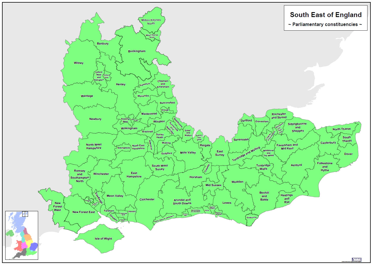Regional UK Parliamentary Maps - South East of England - Digital Downl ...