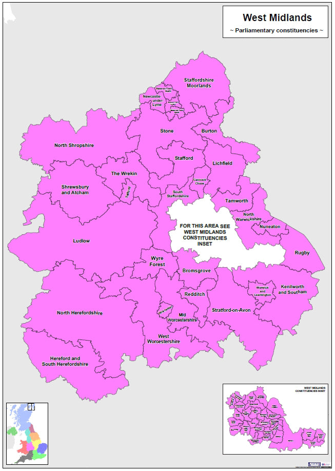 Regional UK Parliamentary Maps - West Midlands - Digital Download ...