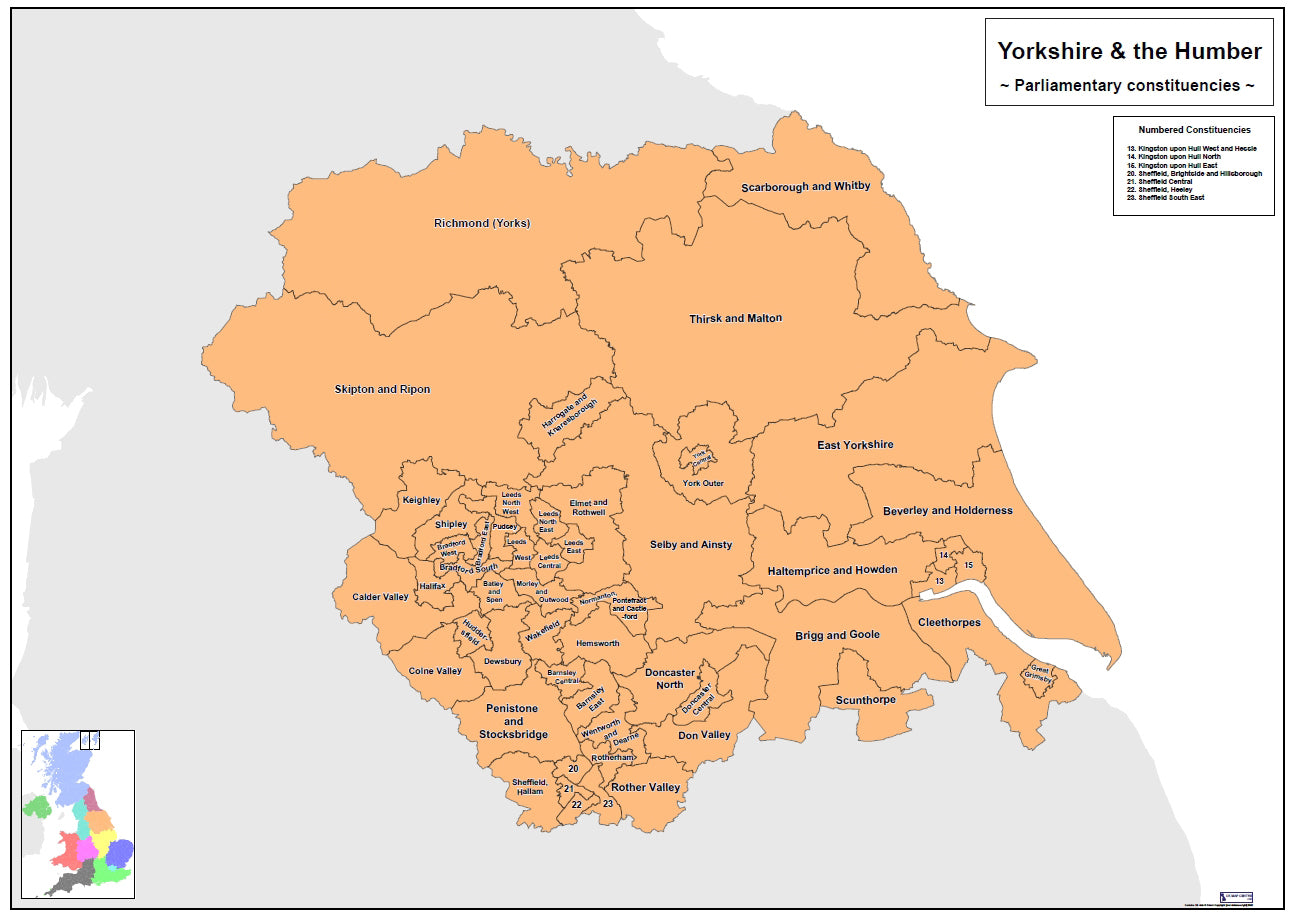 Regional UK Parliamentary Maps - Yorkshire & Humberside - Digital Down ...