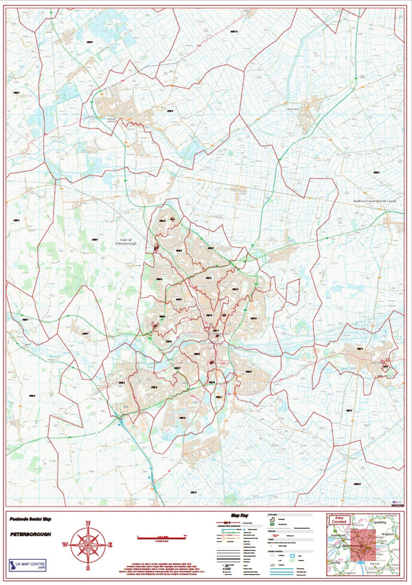 Postcode City Sector Map - Peterborough - Digital Download – ukmaps.co.uk