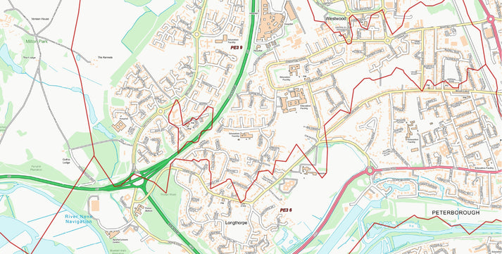 Central Peterborough Postcode City Street Map - Digital Download ...