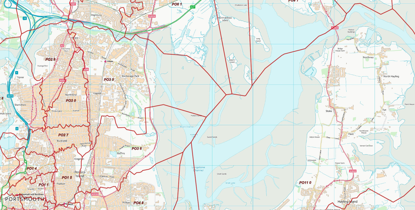 Postcode City Sector Map - Portsmouth - Digital Download – ukmaps.co.uk