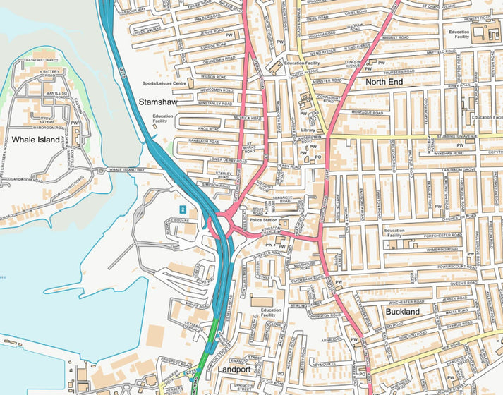 Central Portsmouth City Street Map - Digital Download – ukmaps.co.uk