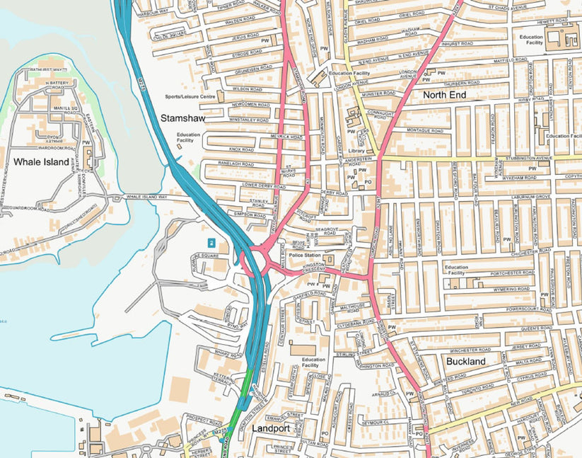 Central Portsmouth City Street Map - Digital Download – ukmaps.co.uk