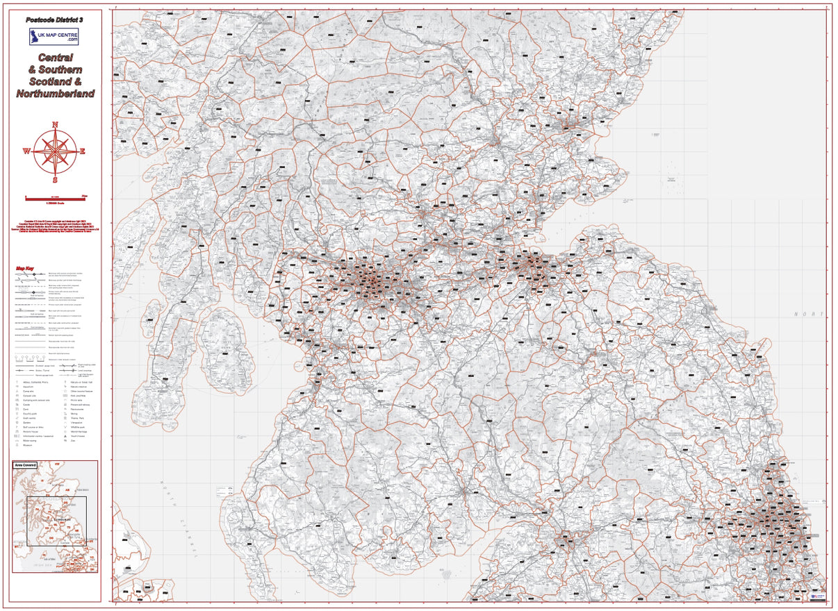 Postcode District Map 3 - Southern Scotland & Northumberland - Digital ...
