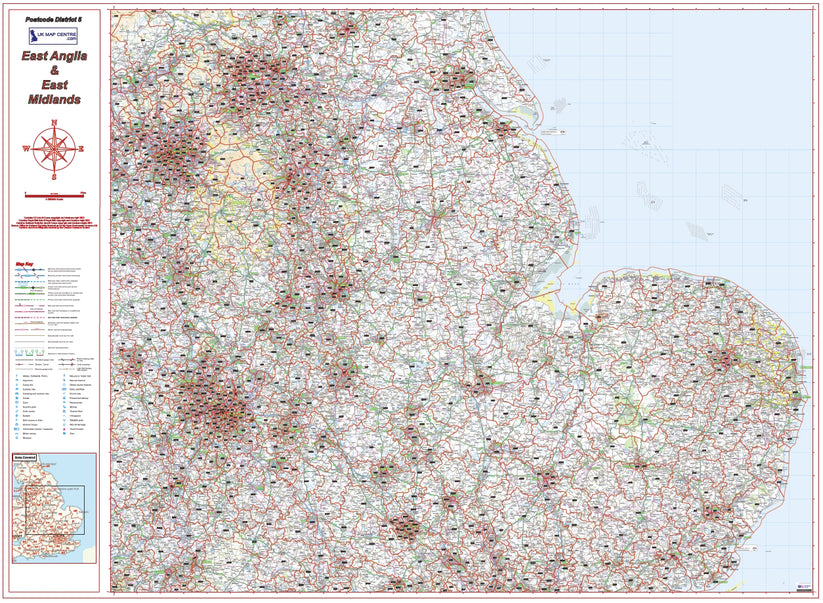 Postcode District Map 5 - East Midlands & East Anglia - Digital Downlo ...