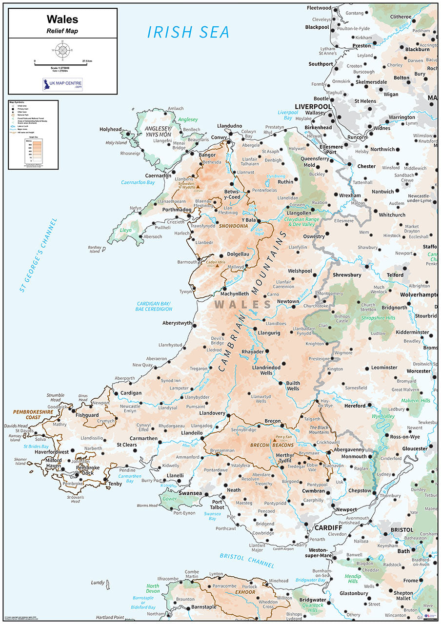 Relief Map 5 - Wales - Digital Download – ukmaps.co.uk