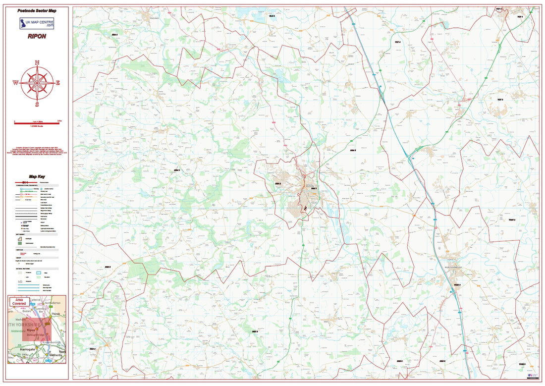 Postcode City Sector Map - Ripon - Digital Download – ukmaps.co.uk