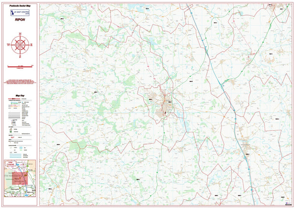 Postcode City Sector Map - Ripon - Digital Download – ukmaps.co.uk