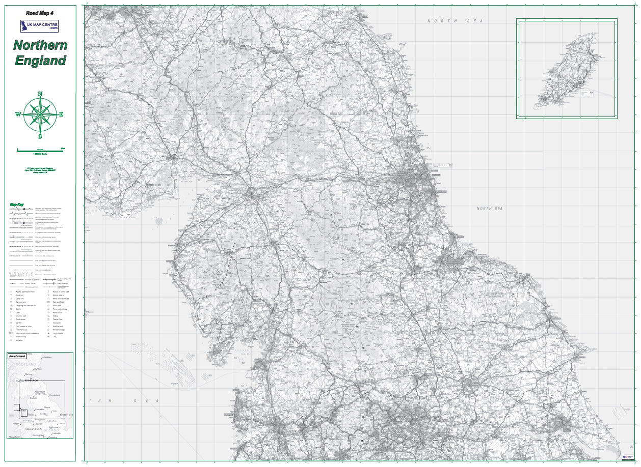Road Map 4 - Northern England - Digital Download – ukmaps.co.uk