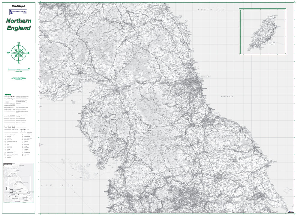 Road Map 4 - Northern England - Digital Download – ukmaps.co.uk