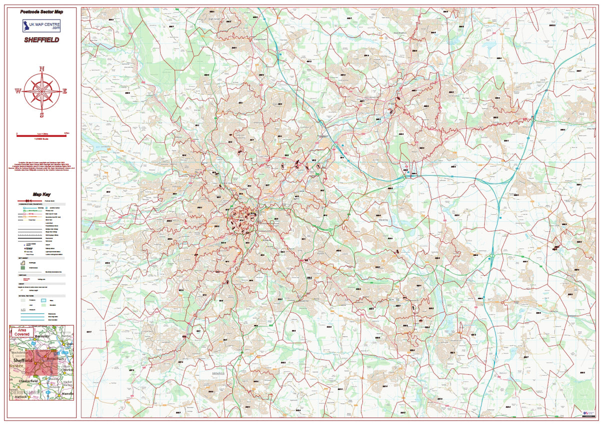Postcode City Sector Map - Sheffield - Digital Download – ukmaps.co.uk