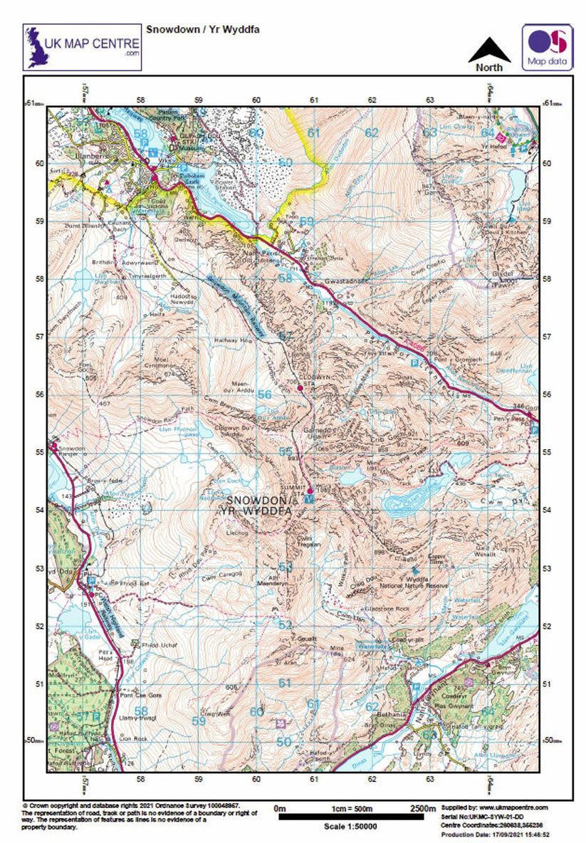 Snowdon / Yr Wyddfa - OS Walking Map Download – ukmaps.co.uk