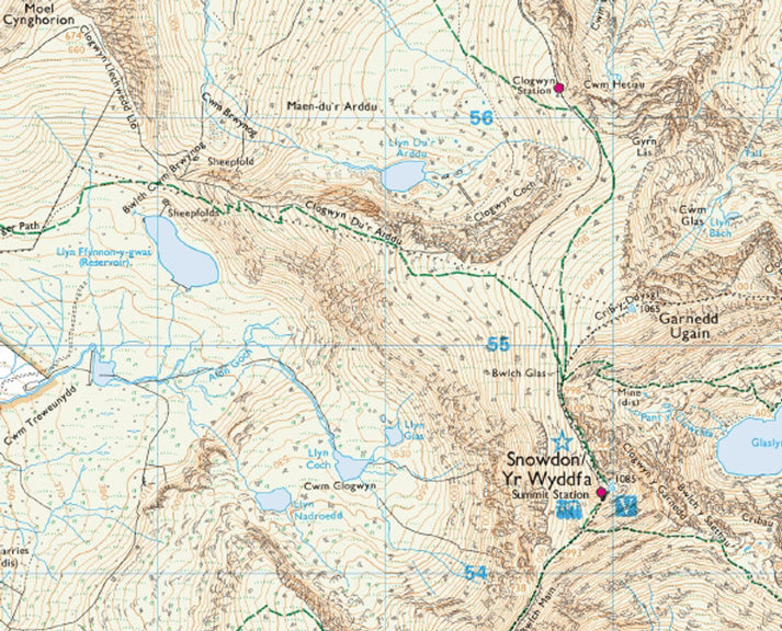 Snowdon / Yr Wyddfa 25k Southern and Eastern Routes - OS Walking Map D ...