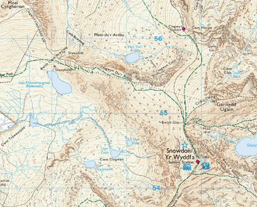 Snowdon / Yr Wyddfa 25k Southern and Eastern Routes - OS Walking Map D ...