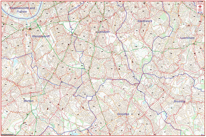 South London Postcode City Street Map - Digital Download – ukmaps.co.uk