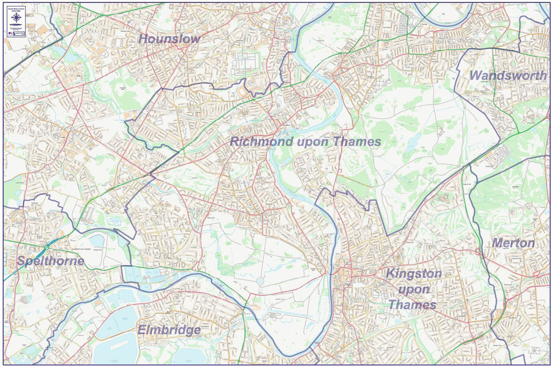 South West London City Street Map - Digital Download – ukmaps.co.uk