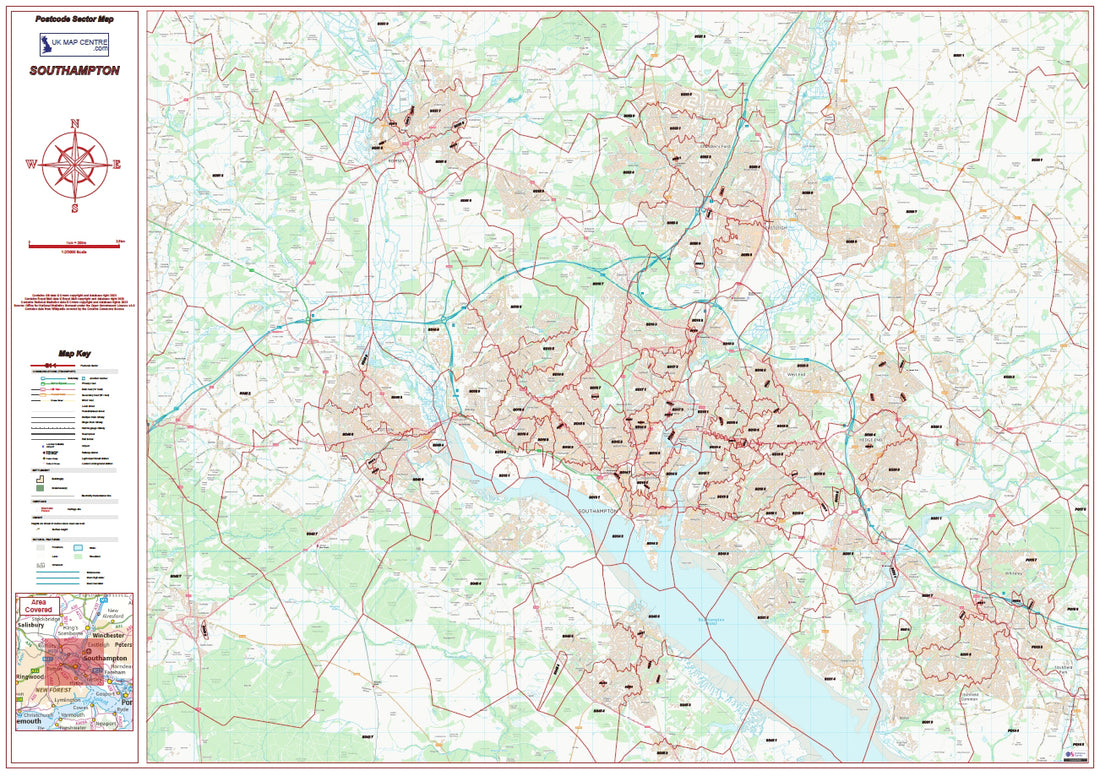Postcode City Sector Map - Southampton - Digital Download – ukmaps.co.uk