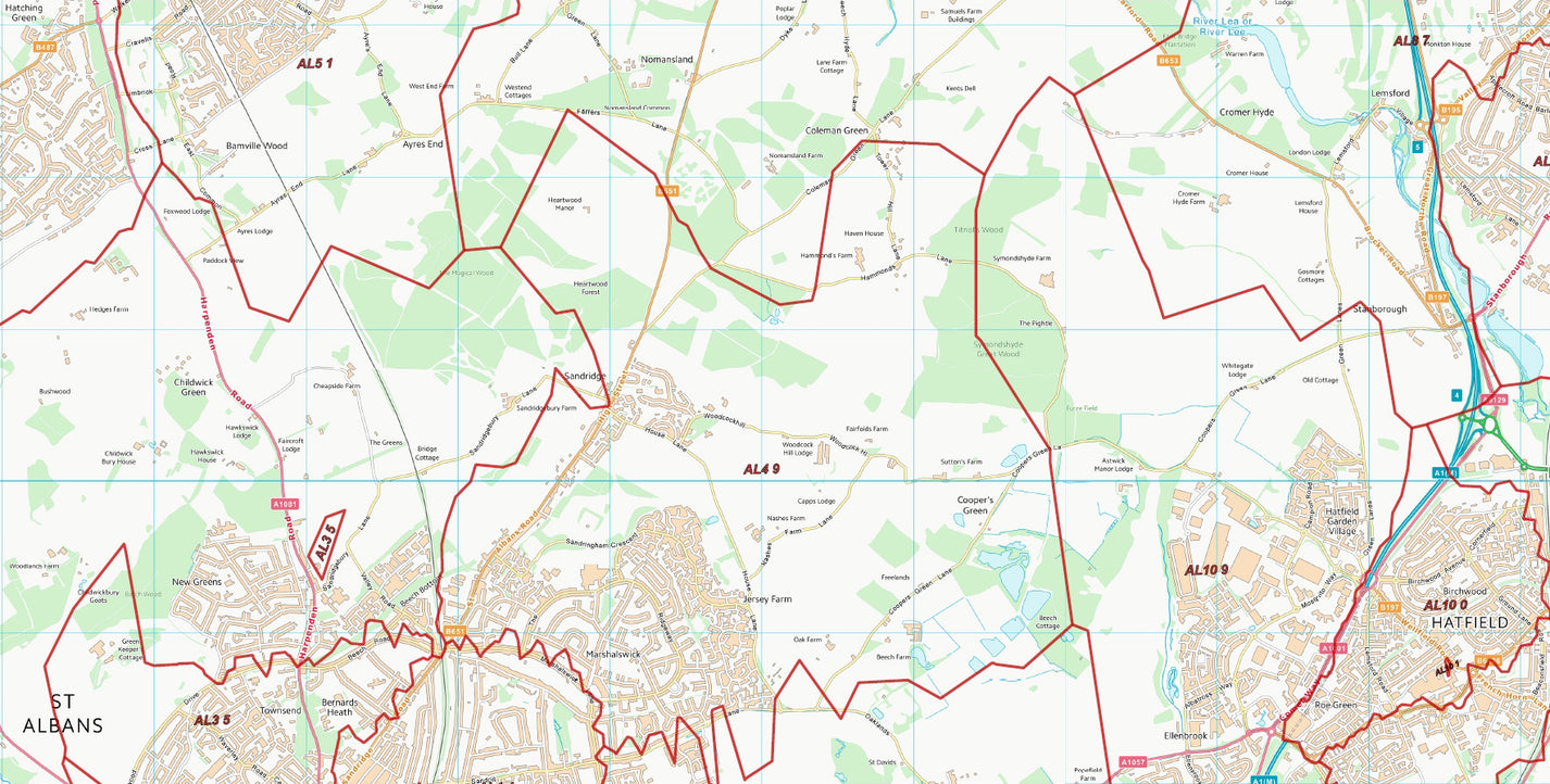 Postcode City Sector Map - St Albans - Digital Download – ukmaps.co.uk