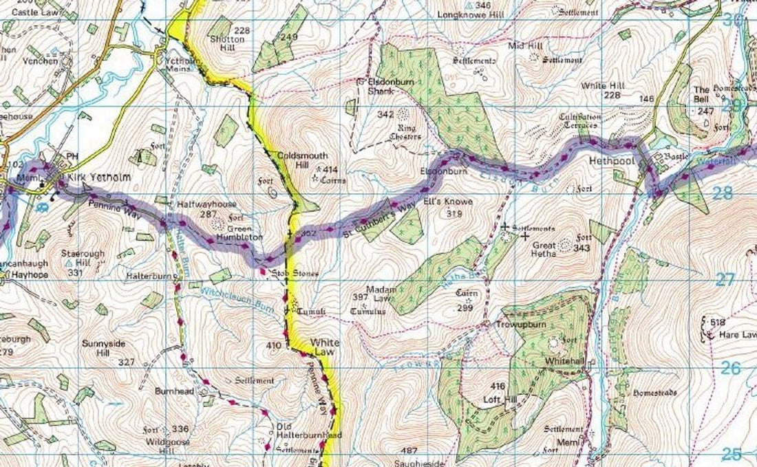St Cuthberts Way Route Map - Digital Download – ukmaps.co.uk