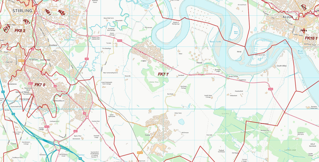 Postcode City Sector Map - Stirling and Falkirk - Digital Download ...