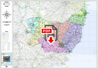 Suffolk County Boundary Map - Digital Download – ukmaps.co.uk