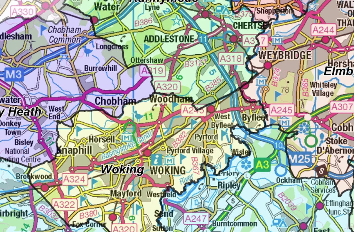Surrey County Boundary Map - Digital Download – ukmaps.co.uk