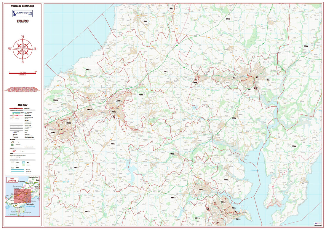 Postcode City Sector Map - Truro - Digital Download – ukmaps.co.uk