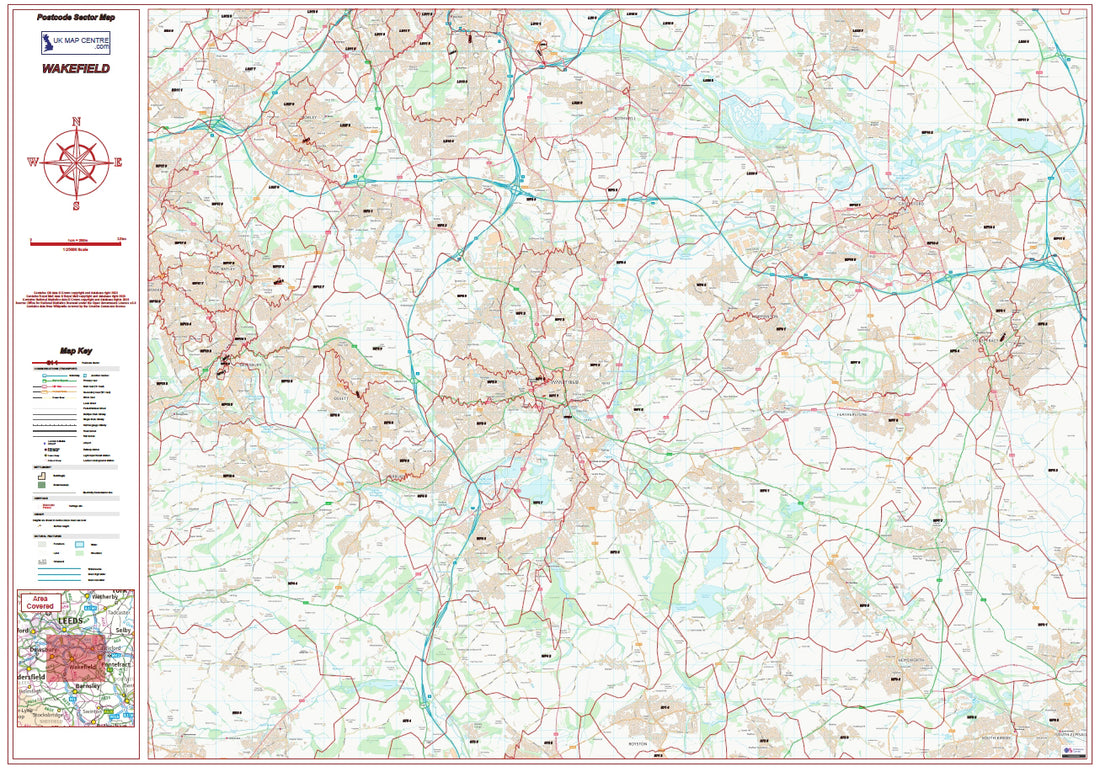 Postcode City Sector Map - Wakefield - Digital Download – ukmaps.co.uk