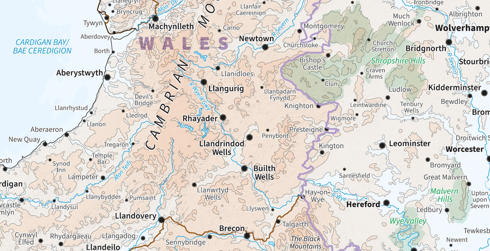 Compact Wales Relief Map - Digital Download – ukmaps.co.uk