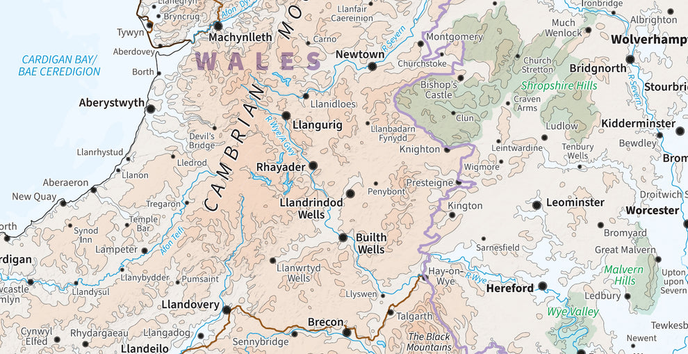 Compact Wales Relief Map - Digital Download – ukmaps.co.uk