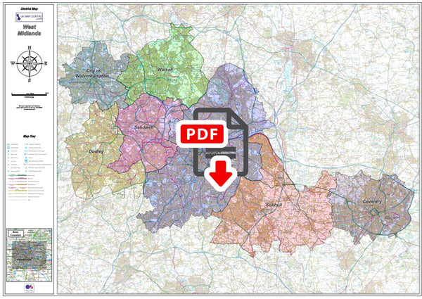 West Midlands District Admininstration Map - Digital Download – ukmaps ...