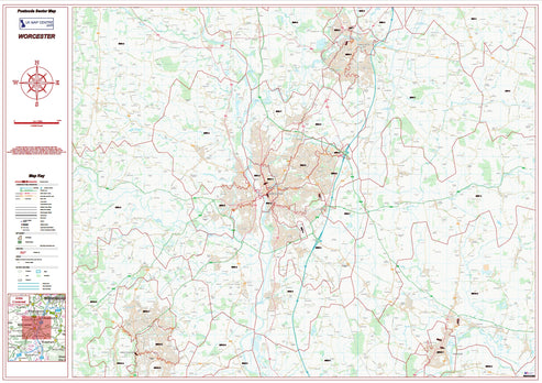 Postcode City Sector Map - Worcester - Digital Download – ukmaps.co.uk