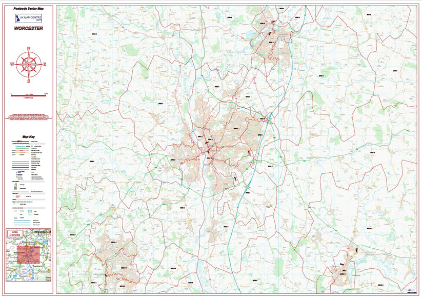 Postcode City Sector Map - Worcester - Digital Download – ukmaps.co.uk