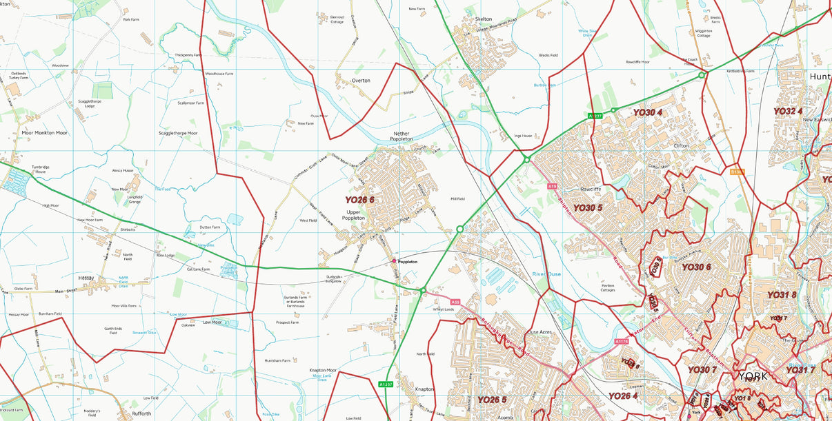 Postcode City Sector Map - York - Digital Download – ukmaps.co.uk