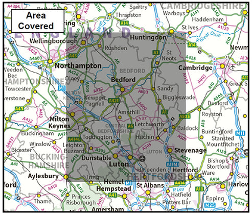 Bedfordshire County Map - Digital Download – ukmaps.co.uk
